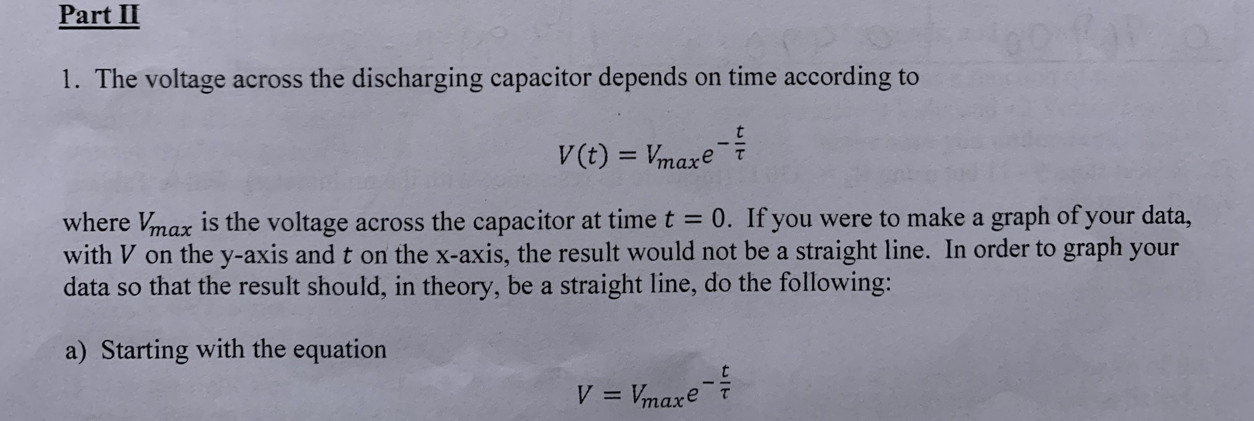 Solved take the natural log(ln) of both sides of the | Chegg.com
