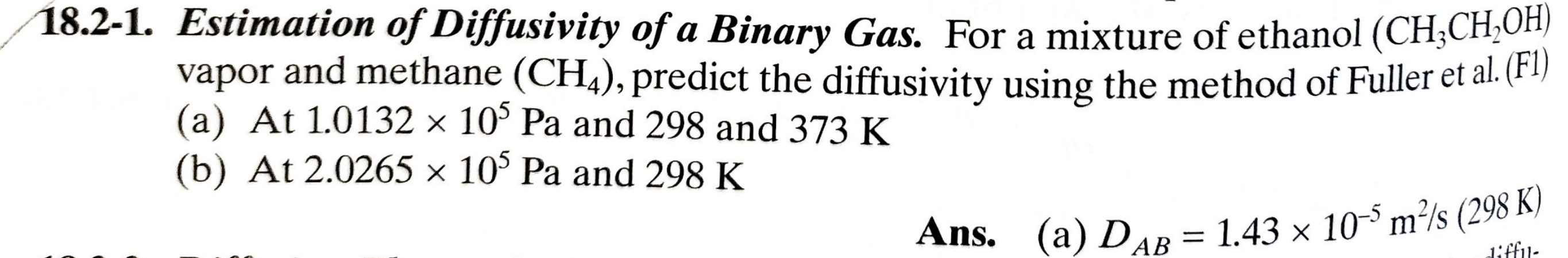 Solved 182 1 Estimation Of Diffusivity Of A Binary Gas 