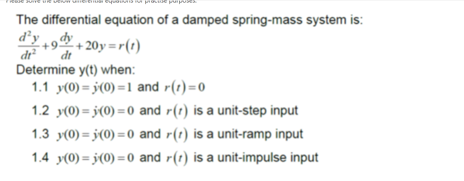 Solved The Differential Equation Of A Damped Spring Mass