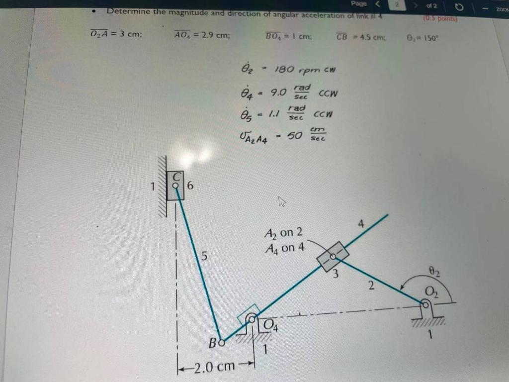 Solved Problem [2] 6 points . For the mechanism shown below, | Chegg.com