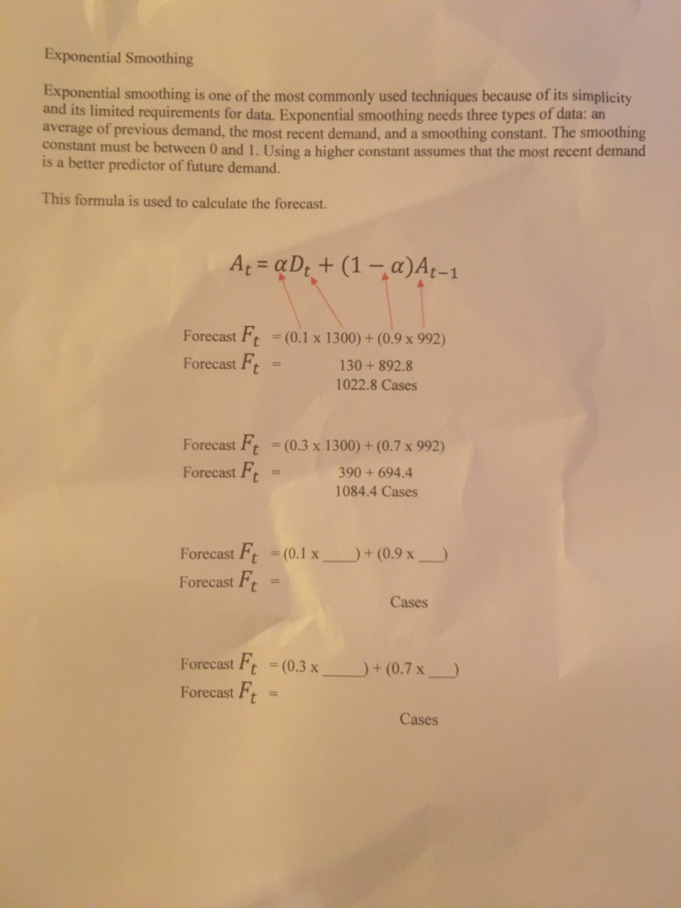 Solved Exponential Smoothing Exponential smoothing is one of | Chegg.com