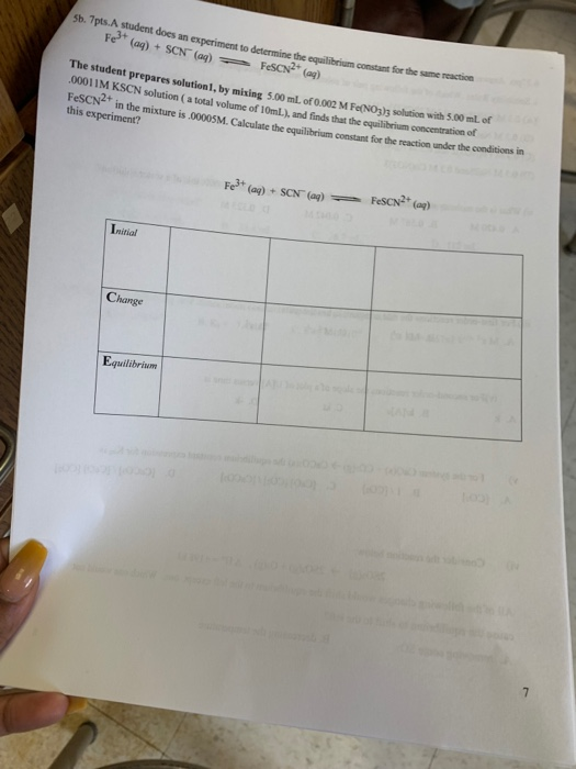 Solved 5b. 7pts.A student does an experiment to determine | Chegg.com