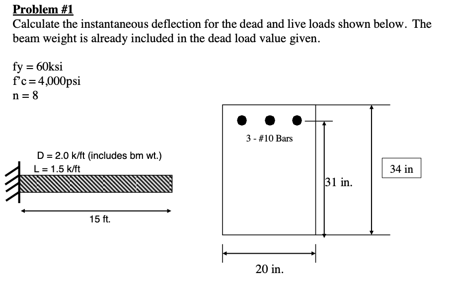 Solved Calculate the instantaneous deflection for the dead | Chegg.com