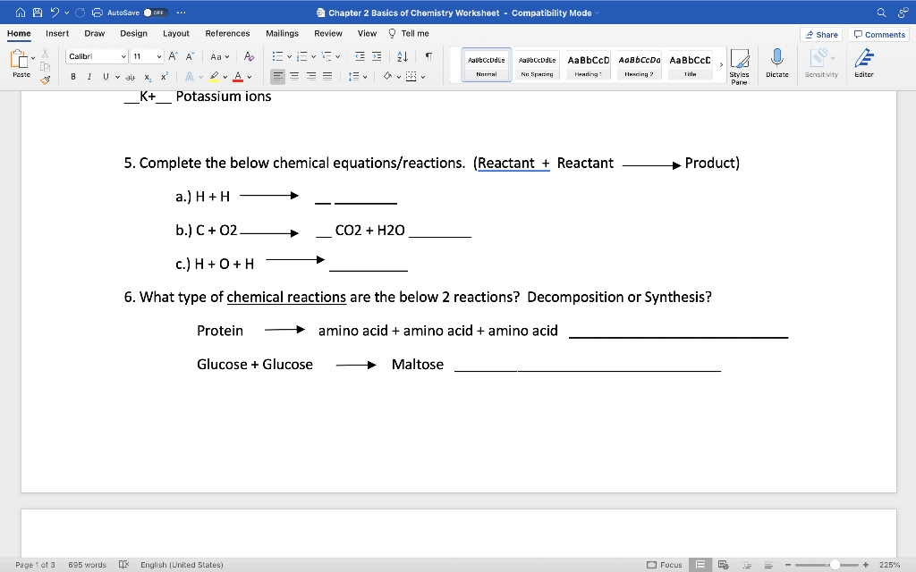 Solved Aeo AutoSave OFF Chapter 2 Basics of Chemistry | Chegg.com