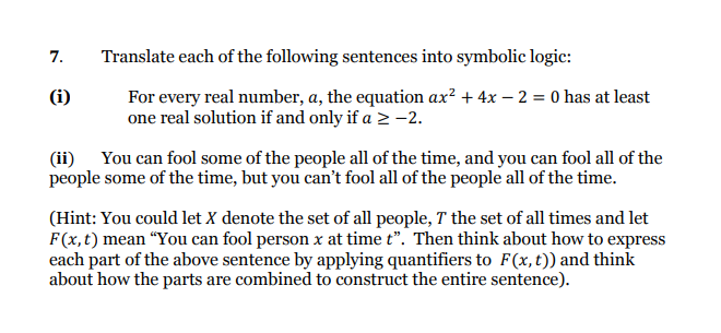 Solved Translate each of the following sentences into | Chegg.com