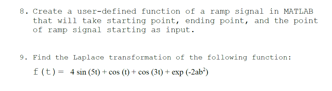 Solved 8. Create a user-defined function of a ramp signal in | Chegg.com