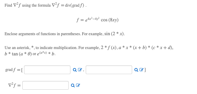 Solved Find Vf using the formula v2f = div(gradf). f = | Chegg.com