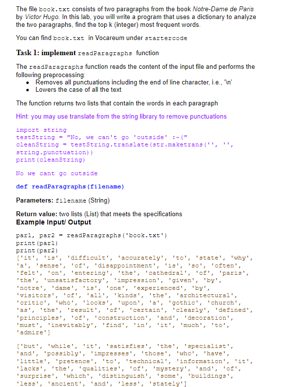 Solved The file book. txt consists of two paragraphs from | Chegg.com