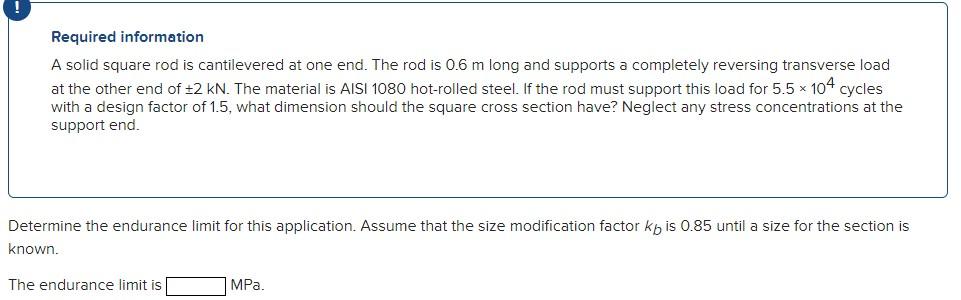 Solved Required information A solid square rod is | Chegg.com
