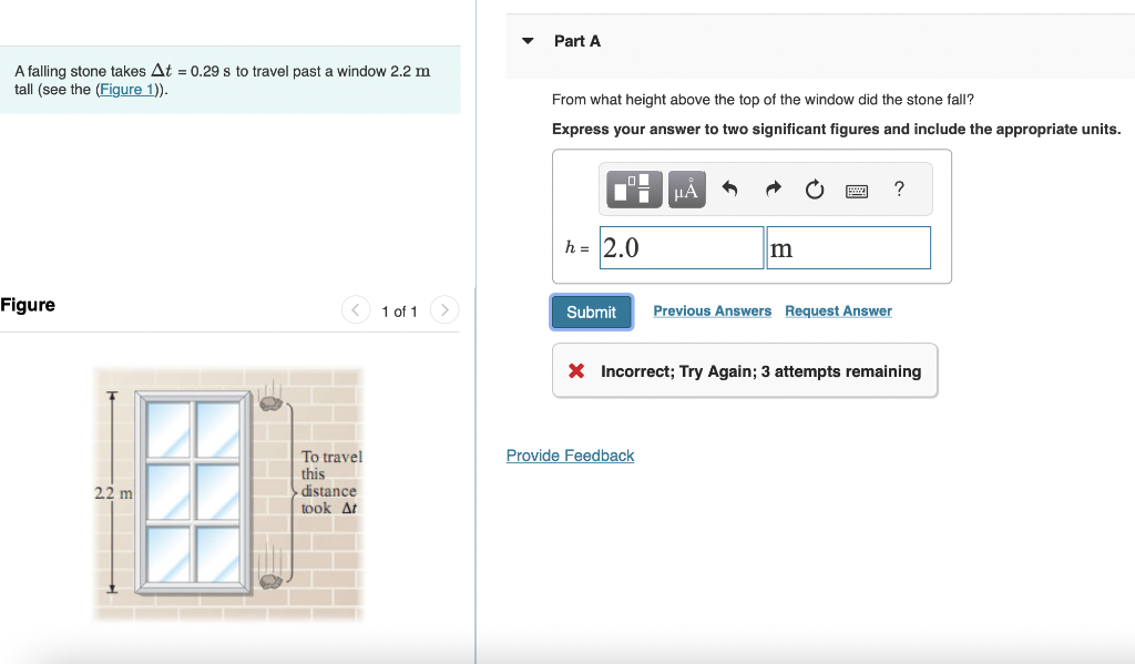 Solved A falling stone takes Δt=0.29 s to travel past a | Chegg.com