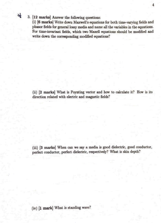 Solved 3. [12 marks] Answer the following questions: (i) [6 | Chegg.com