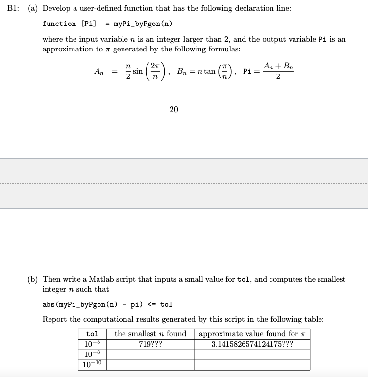 Solved B1: (a) Develop a user-defined function that has the | Chegg.com