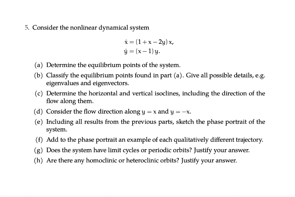 Solved 5. Consider the nonlinear dynamical system | Chegg.com