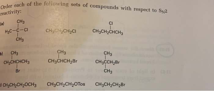 Solved Order each of the following sets of compounds with | Chegg.com
