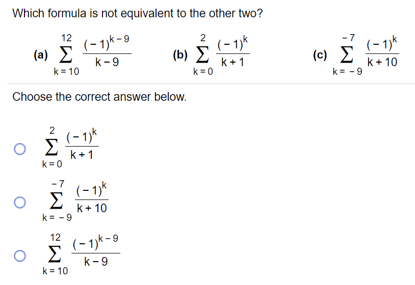 Solved Which formula is not equivalent to the other two? 12 | Chegg.com