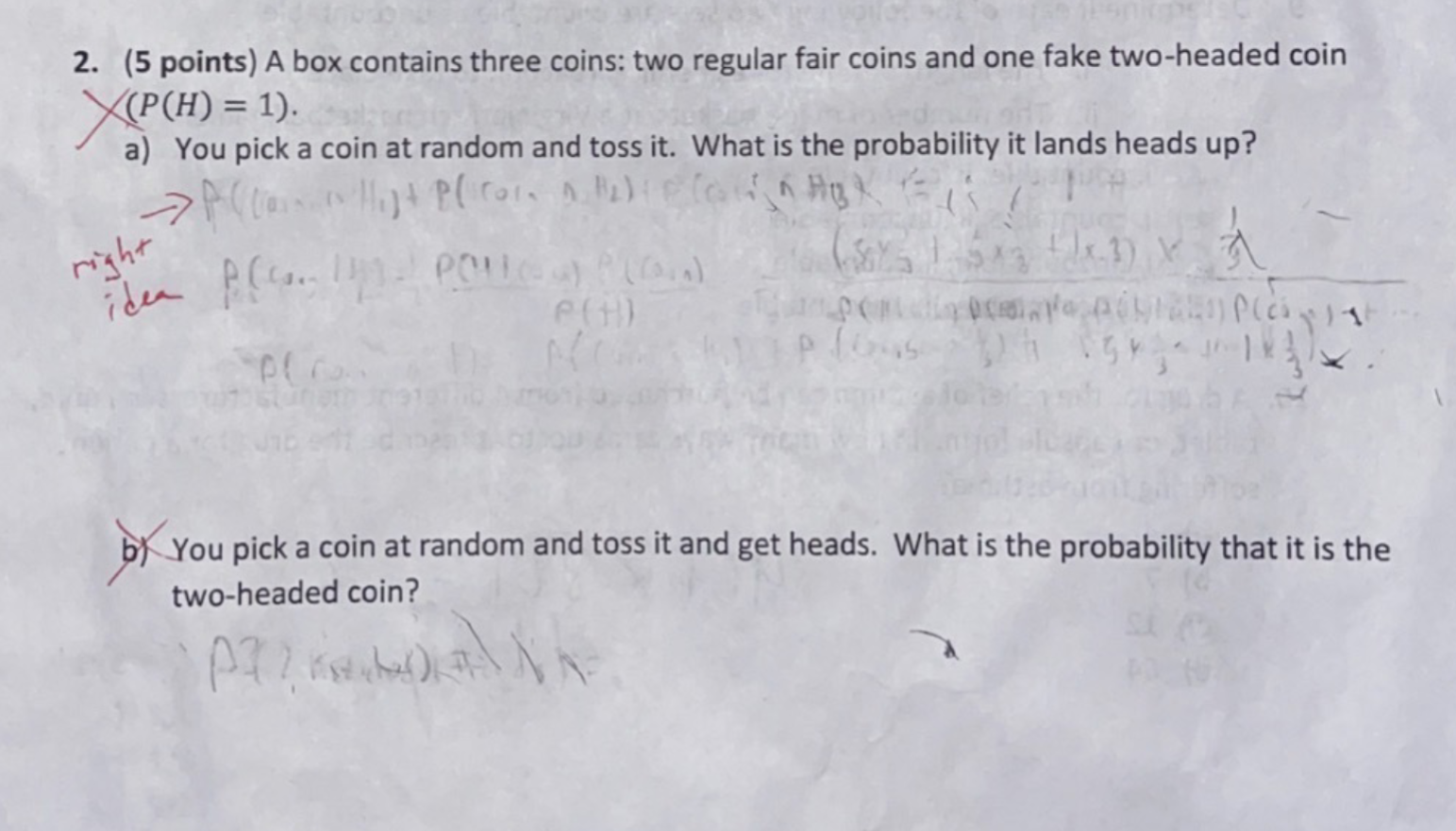 Solved 2. (5 points) A box contains three coins: two regular | Chegg.com