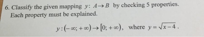 Solved 6. Classify the given mapping y: A-> B by checking 5 | Chegg.com
