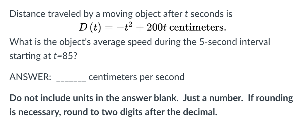 Solved Distance traveled by a moving object after t seconds | Chegg.com