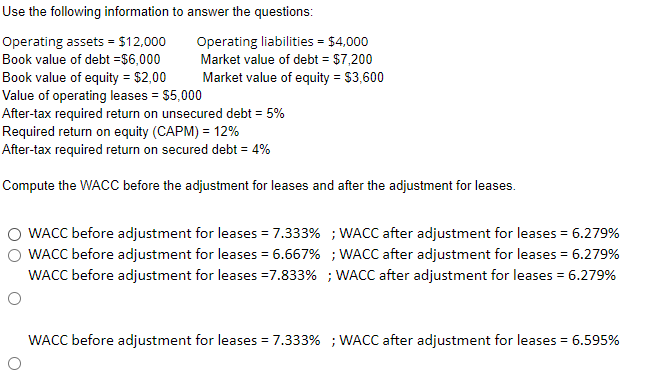 Use the following information to answer the | Chegg.com