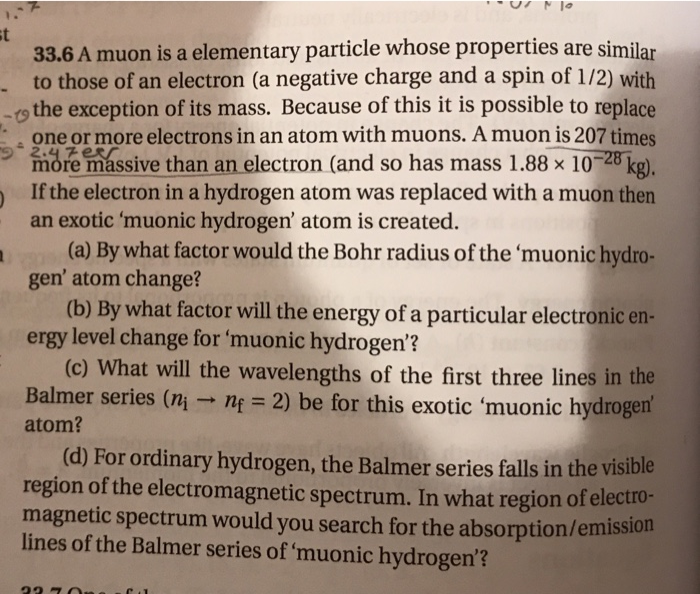 Solved 33.6 A muon is a elementary particle whose properties | Chegg.com