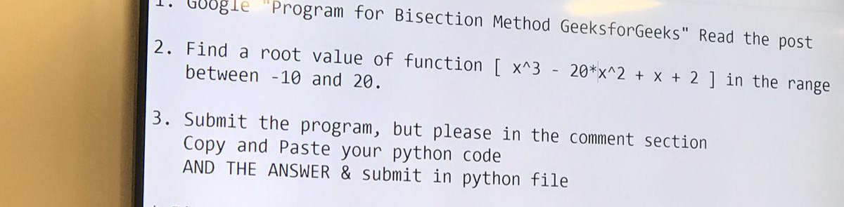 Solved 1. G0ogle "Program for Bisection Method | Chegg.com