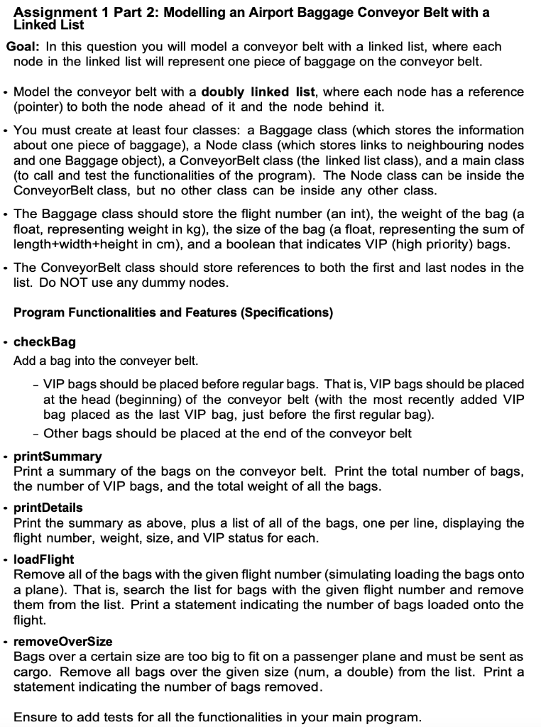 Solved Assignment 1 Part 2: Modelling an Airport Baggage | Chegg.com