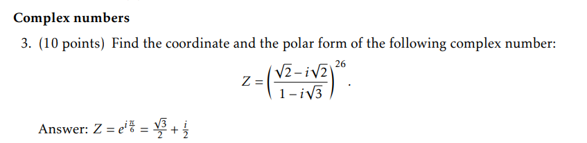 Solved Complex numbers 3. (10 points) Find the coordinate | Chegg.com