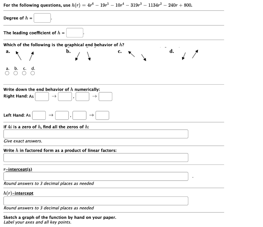 Solved For the following questions, use h(r) 4p6 - 1995 - | Chegg.com