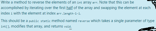 Solved Write a method to reverse the elements of an int | Chegg.com