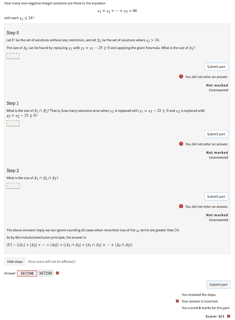 Solved How many non-negative integer solutions are there to | Chegg.com