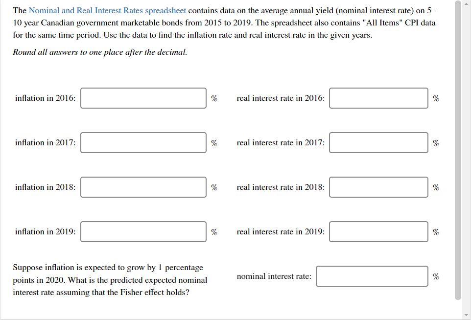 Solved The Nominal and Real Interest Rates spreadsheet | Chegg.com