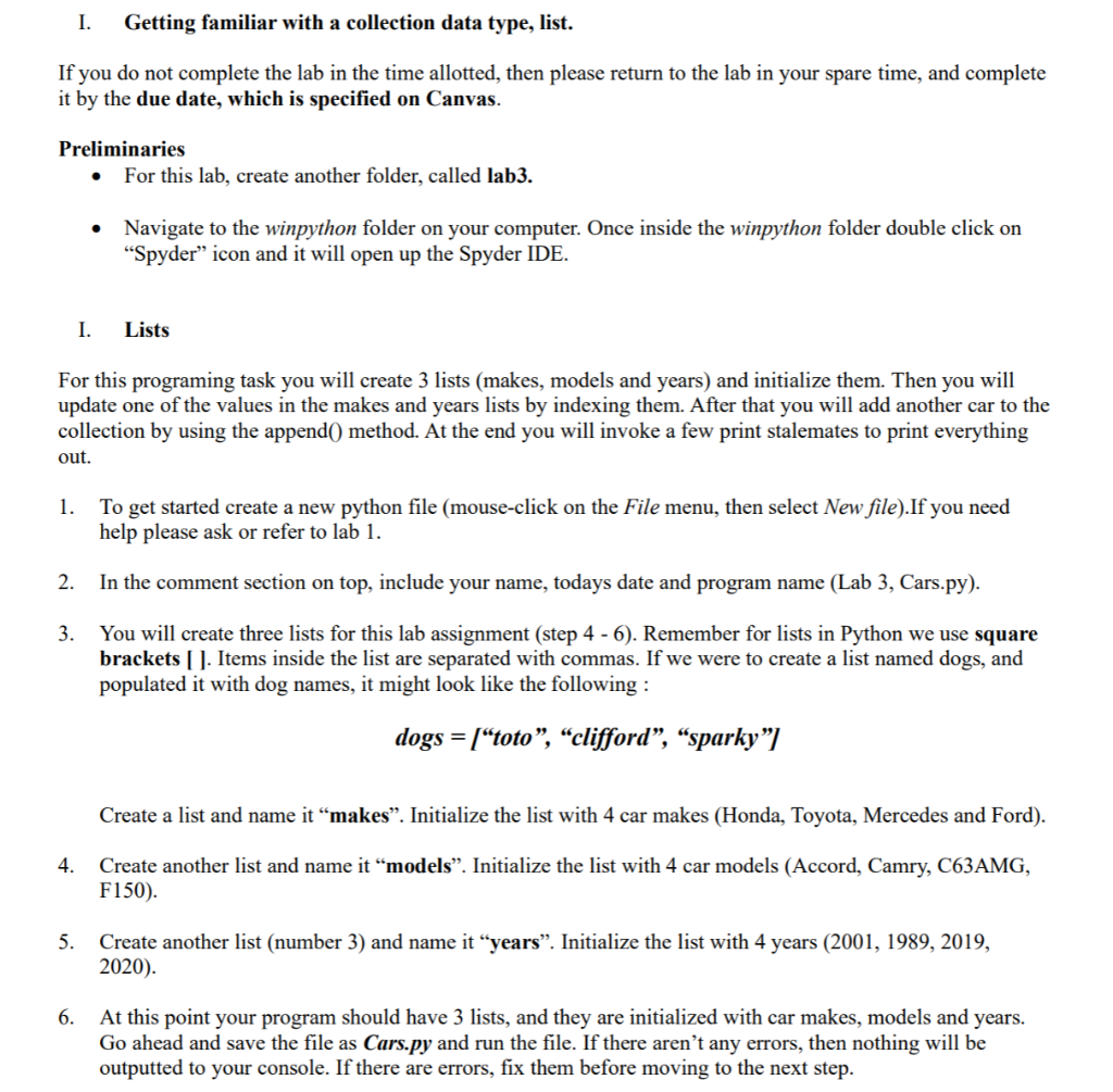 Solved I. Getting familiar with a collection data type, | Chegg.com
