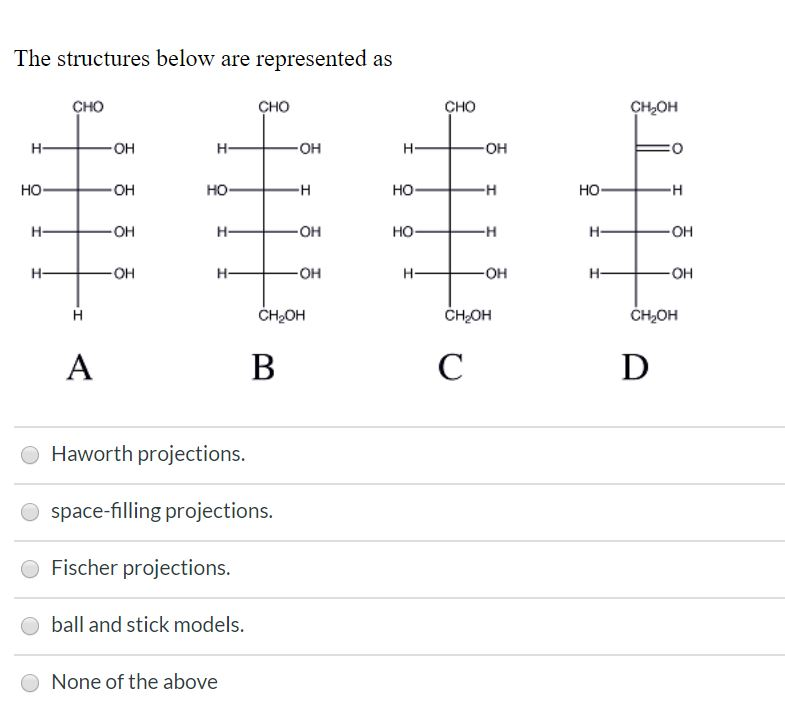 Solved The structures below are represented as CHO сно CHO | Chegg.com