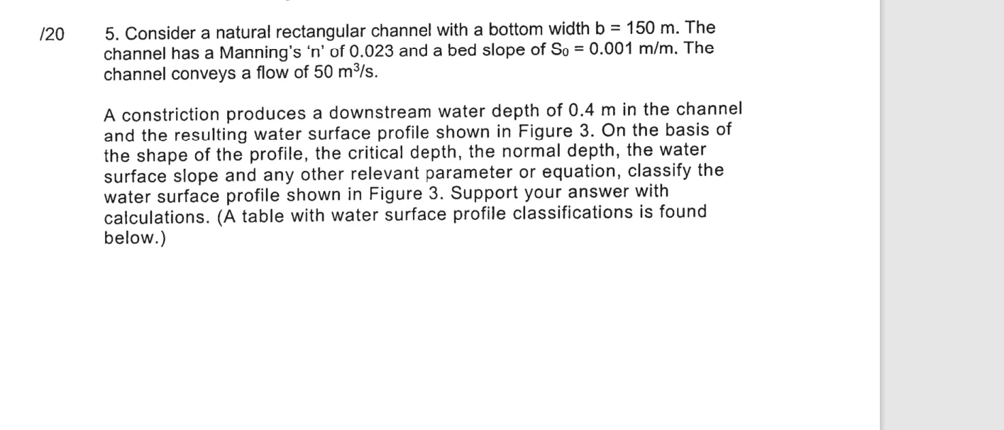 Solved 5. Consider a natural rectangular channel with a | Chegg.com