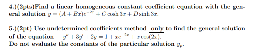Solved 4.)(2pts)Find a linear homogeneous constant | Chegg.com