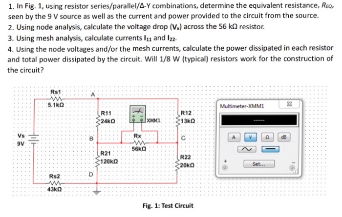 Solved In Fig. 1, using resistor series/parallel/delta-Y | Chegg.com