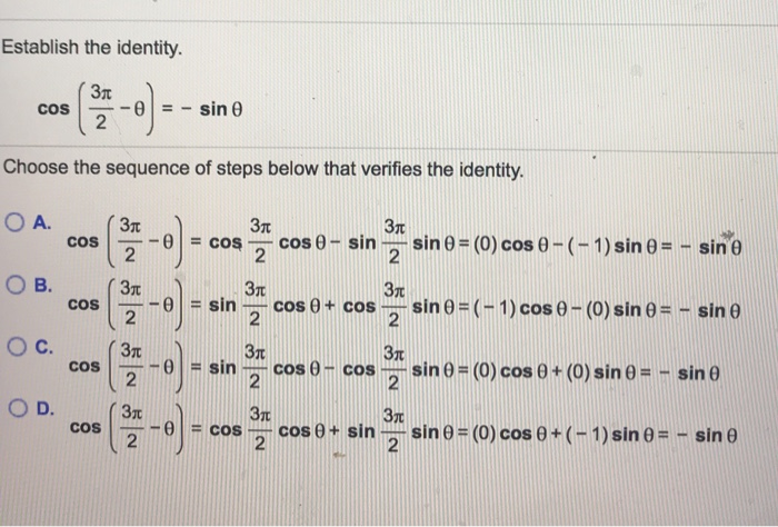 Solved Establish the identity. 2 Choose the sequence of | Chegg.com