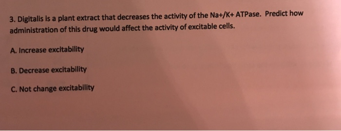 Solved 3. Digitalis is a plant extract that decreases the | Chegg.com