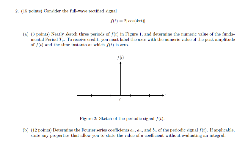 Solved 2. (15 points) Consider the full-wave rectified | Chegg.com Solved 2. (15 points) Consider the full-wave rectified | Chegg.com