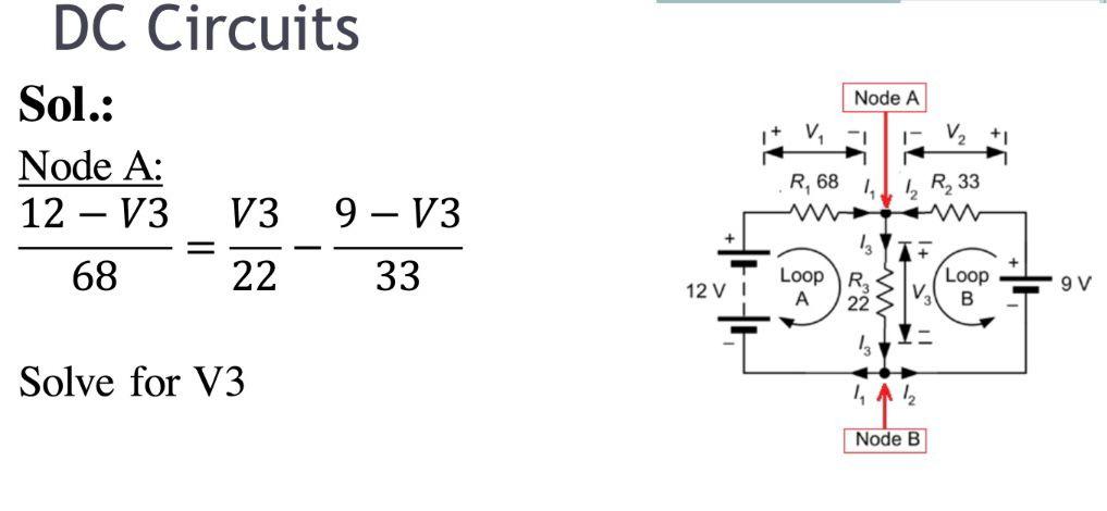 Solved Node A: 6812−V3V=22V3−339−V3 Solve for V3 | Chegg.com