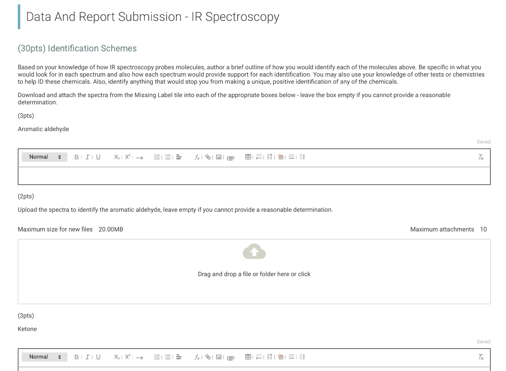 Solved Data And Report Submission - IR Spectroscopy (30pts) | Chegg.com