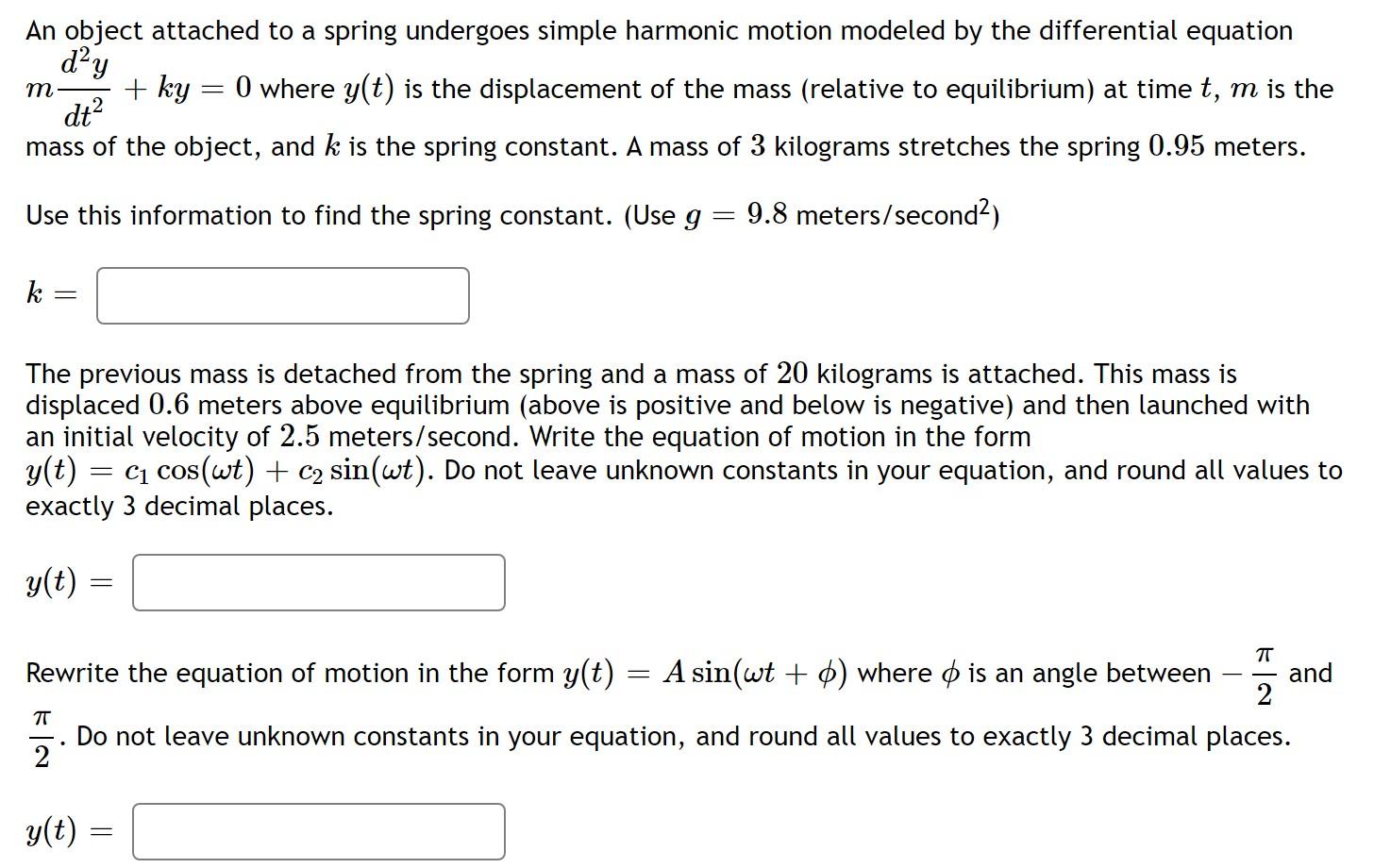 Solved An object attached to a spring undergoes simple | Chegg.com
