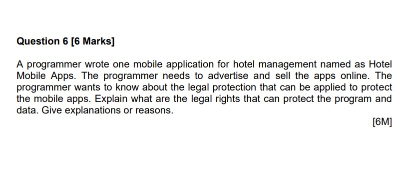 Solved A programmer wrote one mobile application for hotel | Chegg.com
