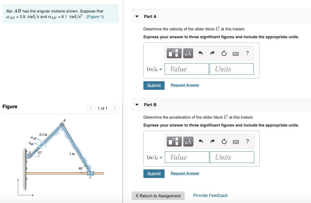 Solved Bar AB has the angular motions shown. Suppose that | Chegg.com