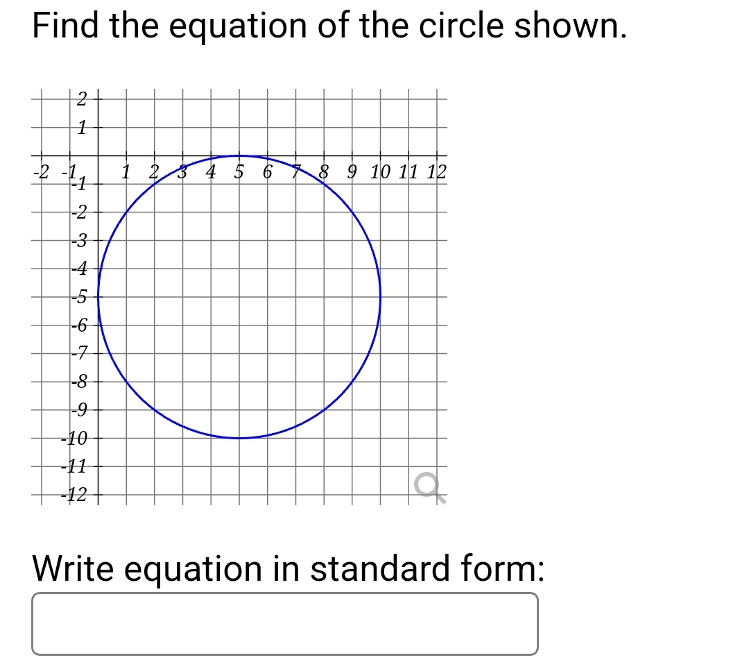Solved Find the equation of the circle shown.Write equation | Chegg.com