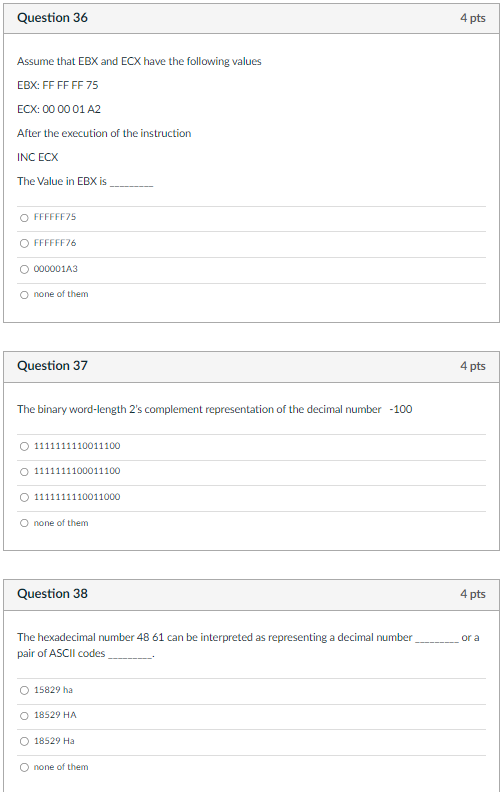Solved Assume that EBX and ECX have the following values | Chegg.com