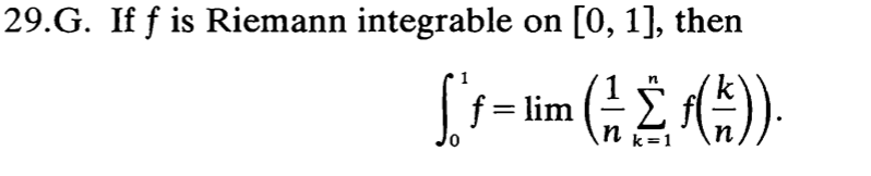 Solved 29.G. If fis Riemann integrable on [0, 1], then [ = | Chegg.com