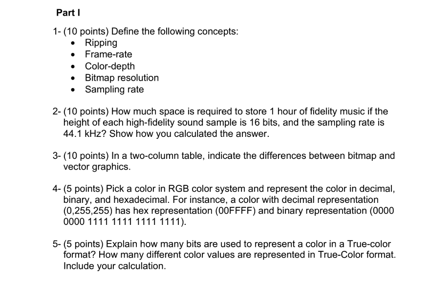 Solved 1- (10 points) Define the following concepts: - | Chegg.com