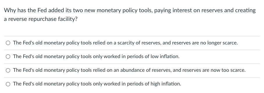 Solved Why has the Fed added its two new monetary policy | Chegg.com