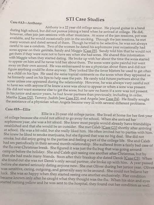 Solved STI Case Studies Case #A3-Anthony: Anthony is a 22 | Chegg.com